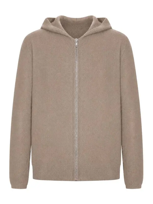 Rick Owens Full-zip Hooded Cashmere Blend Cashmere Sweater - Gray