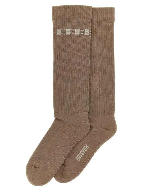 Rick Owens Jacquard Logo Socks - Cream