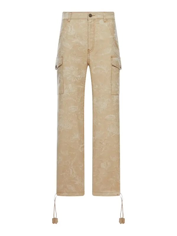 Etro Jacquard Cargo Trousers With Floral Pattern And Drawstring At The Bottom