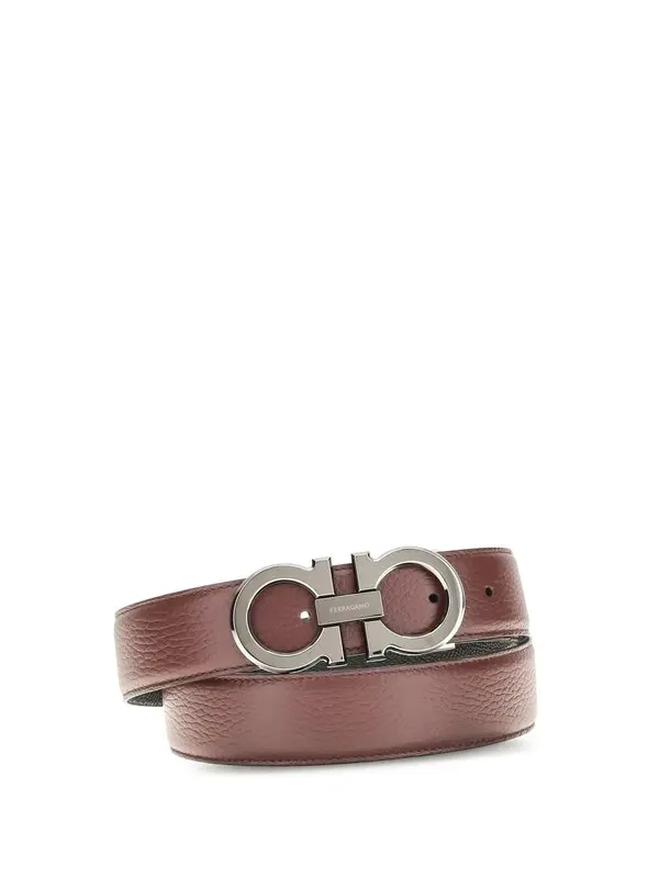 FERRAGAMO Reversible And Adjustable Gancini Belt - Brown