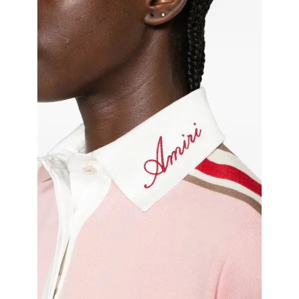 Amiri Striped Cotton Polo - Pink