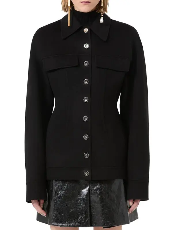 Sportmax Shaped Overshirt In Pure Wool