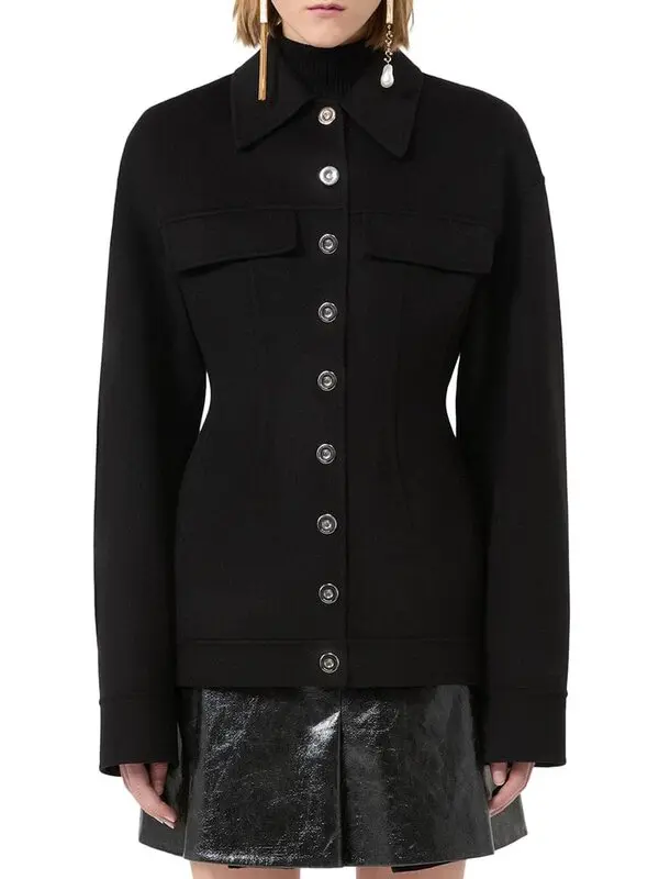 Sportmax Shaped Overshirt In Pure Wool