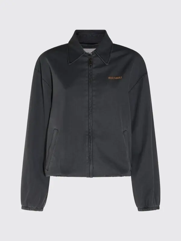 Miu Miu Cotton Zip Up Jacket - Black