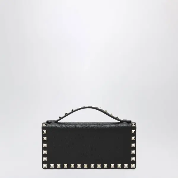 Valentino Garavani Rockstud Leather Wallet With Chain - Black