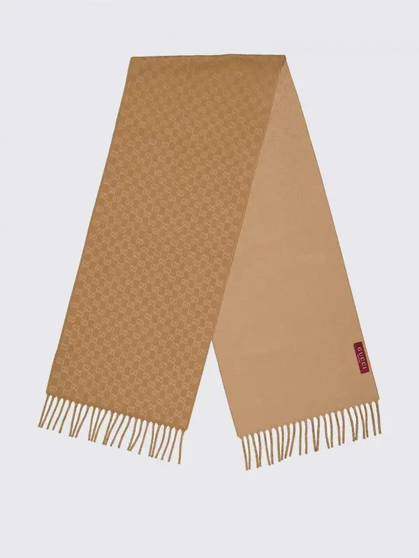 Gucci Wool And Cashmere Gg Pattern Scarf - Brown