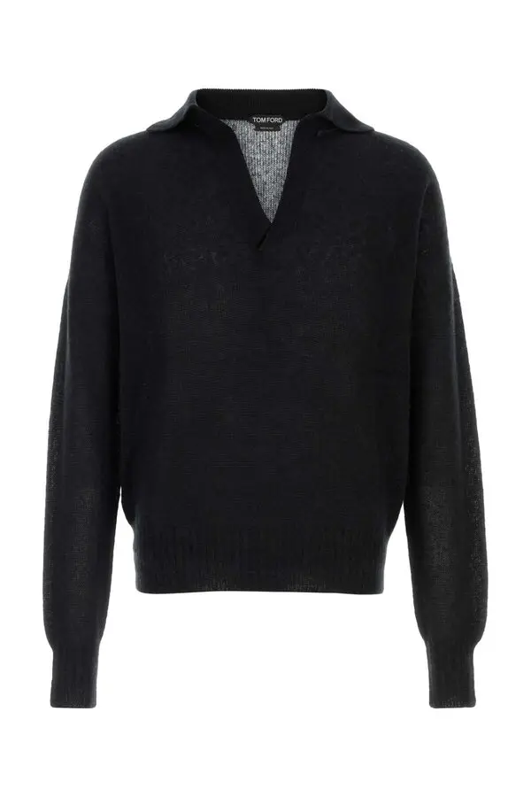 TOM FORD Cashmere Blend Polo Shirt - Black
