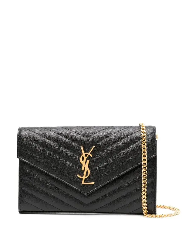 Saint Laurent Leather Cassandre Wallet On Chain - Multicolor