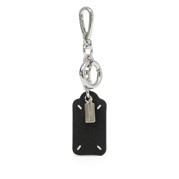 MAISON MARGIELA Leather Logo Keyring - Black