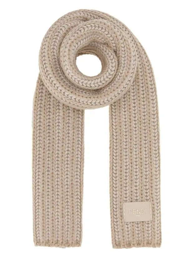 Fendi Sand Wool Blend Scarf - Brown