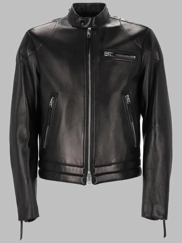 TOM FORD Full Grain Nappa Leather Biker Jacket - Black