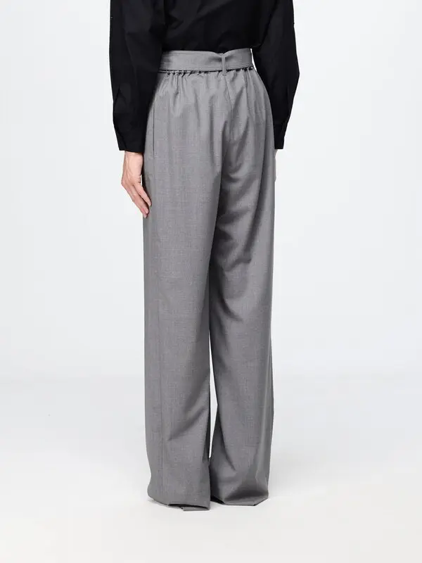 Max Mara Virgin Wool Palazzo Trousers - Gray