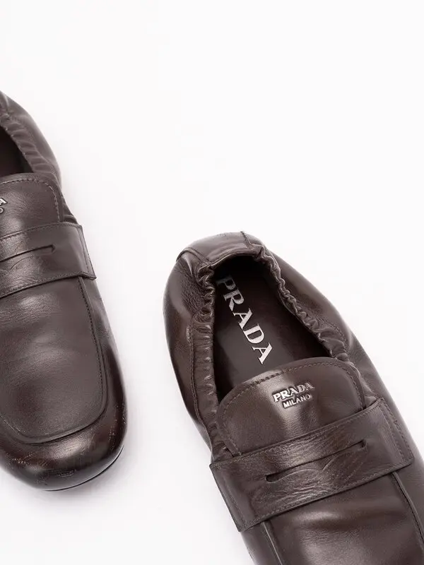 Prada Shuffle Antiqued Leather Loafers