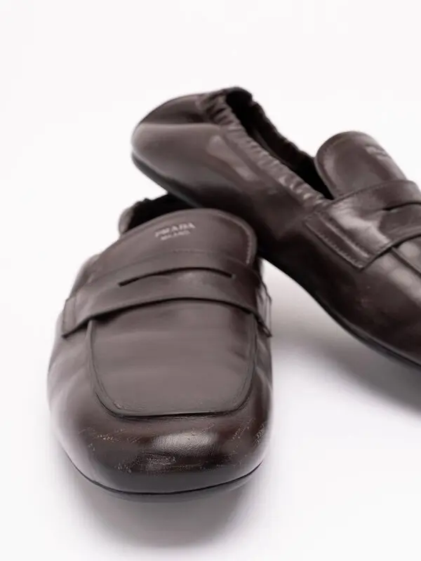 Prada Shuffle Antiqued Leather Loafers