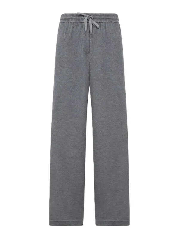 Brunello Cucinelli Wide Leg Trousers With Drawstring - Gray