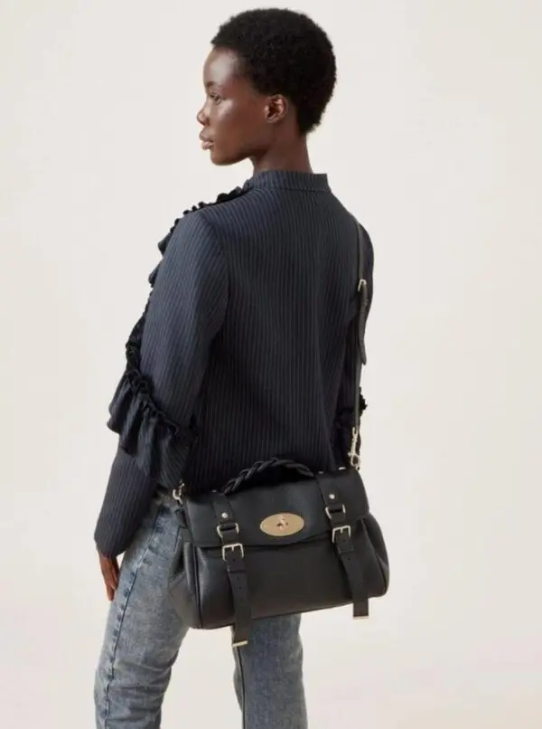 Mulberry Handbag 'alexa' With Adjustable And Removable Shoulder Strap And Magnetic Closure In Black Pebbled Leather For - Multicolor