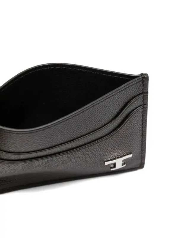 TOD'S Grained Leather Cardholder With Metal T Timeless Logo