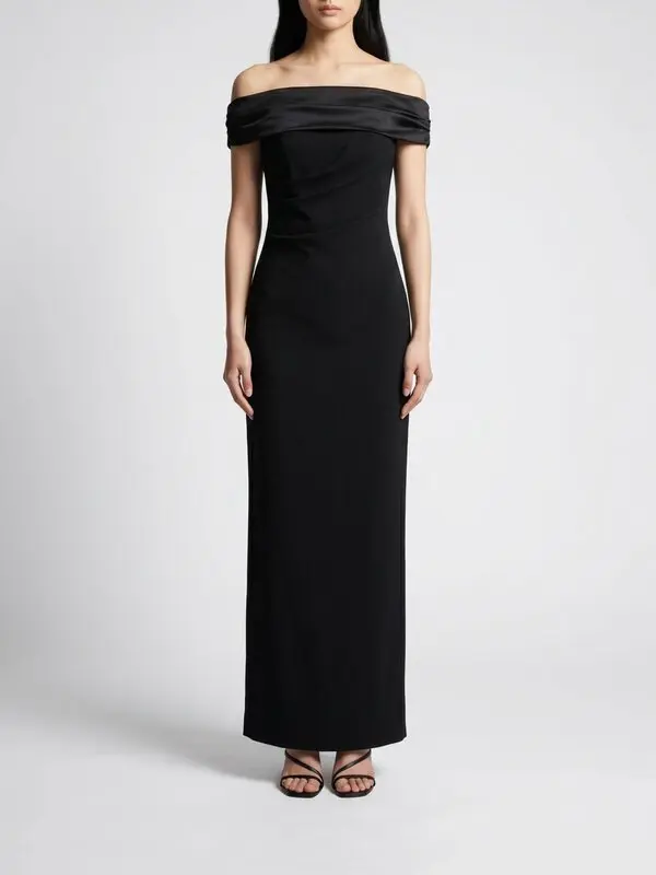 Solace London Adele Draped Satin Gown - Black