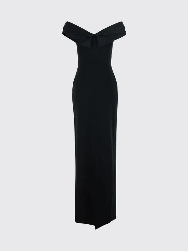 Solace London Adele Draped Satin Gown - Black