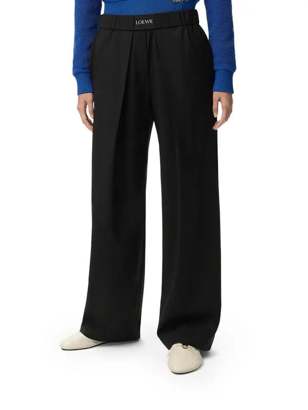 Loewe Tailored Wool Trousers With Jacquard Elasticated Waist