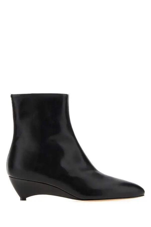 JIL SANDER Leather Arc Ankle Boots - Black