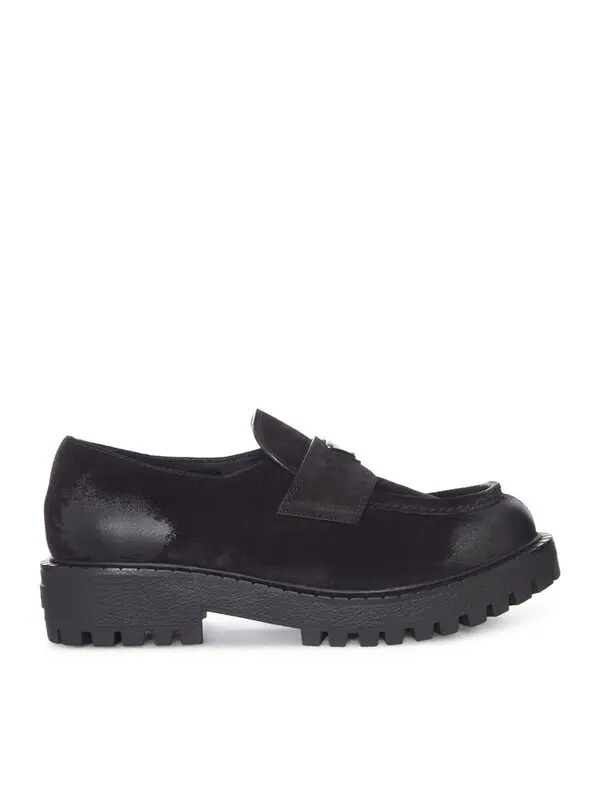 Prada Suede Loafers With A Distressed Finish - Black