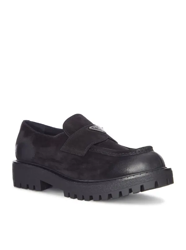 Prada Suede Loafers With A Distressed Finish