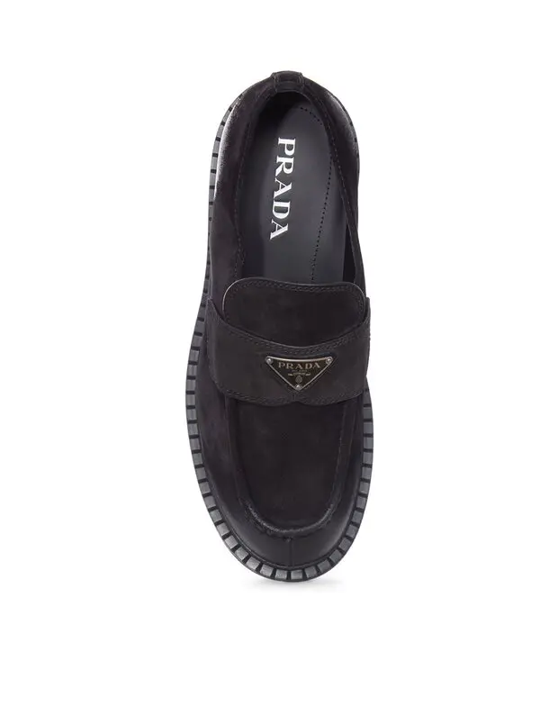 Prada Suede Loafers With A Distressed Finish