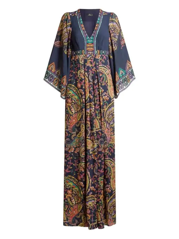 Etro Paisley Print V-neck Dress - Multicolor