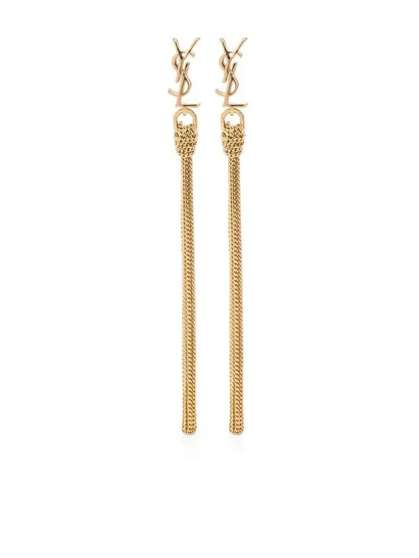 Saint Laurent Cassandre Tassel Metal Earrings - Silver