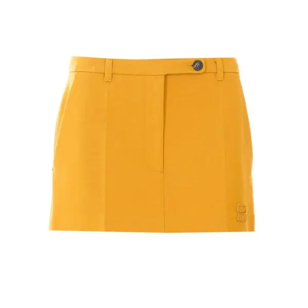 Miu Miu Logo Mini Skirt - Yellow