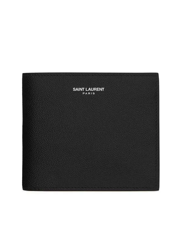 Saint Laurent East / West Wallet With Purse Textured Leather - Black