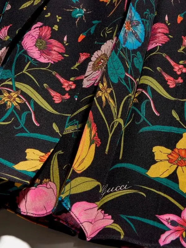 Gucci Flora Print Silk Midi Skirt - Multicolor