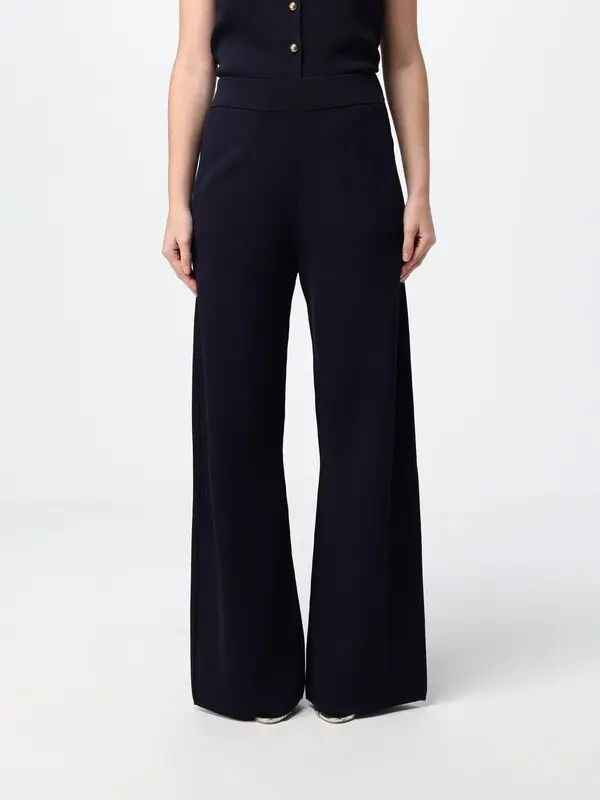 Max Mara High-waisted Wide Leg Knit Wool Trousers - Blue