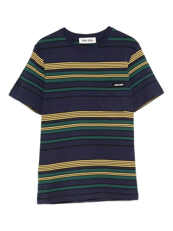 Miu Miu Striped Cotton T-shirt - Multicolor