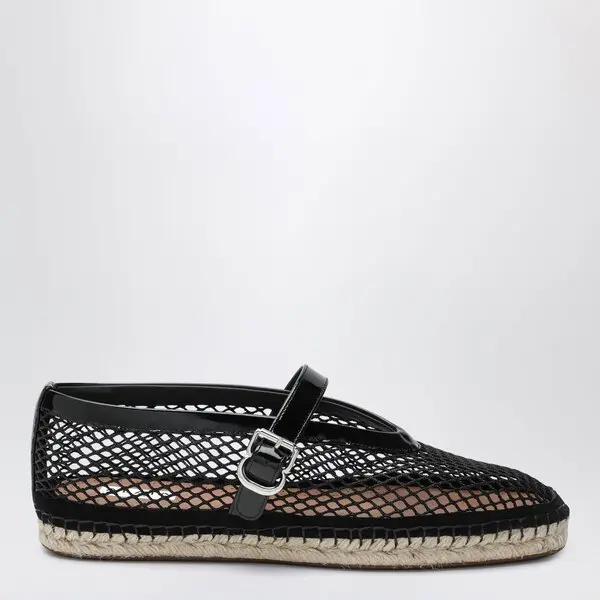 Alaïa Mesh And Patent Leather Espadrilles - Black