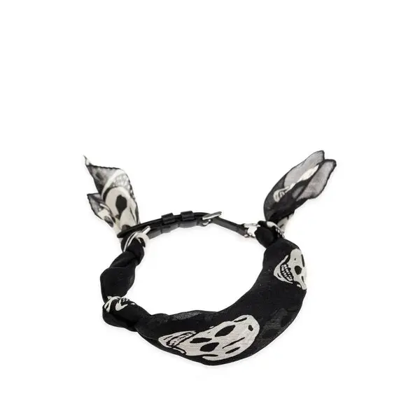Alexander McQueen Skull Print Leather Strap Bracelet