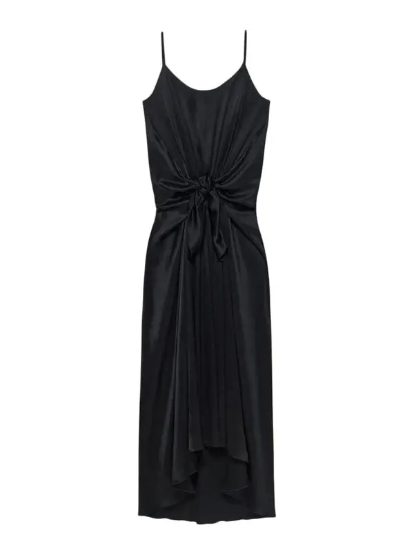 JW Anderson J.w.anderson Silk Dress With Knot At The Waist - Black