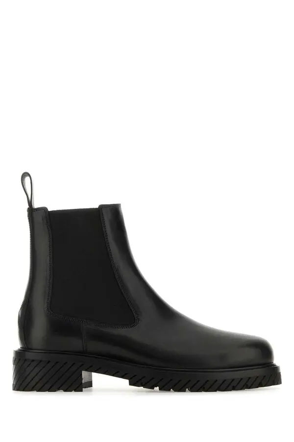 Off-White Leather Combat Ankle Boots