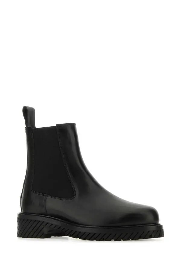 Off-White Leather Combat Ankle Boots