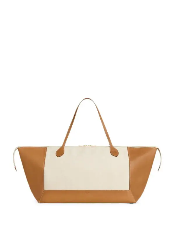 Celine Cabas Frame Leather And Canvas Tote