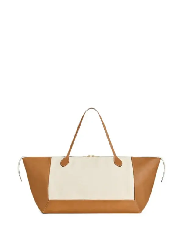 Celine Cabas Frame Leather And Canvas Tote