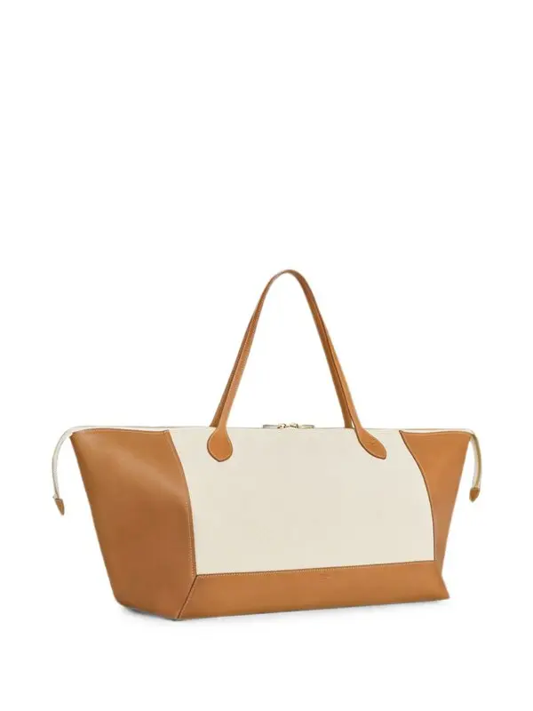 Celine Cabas Frame Leather And Canvas Tote