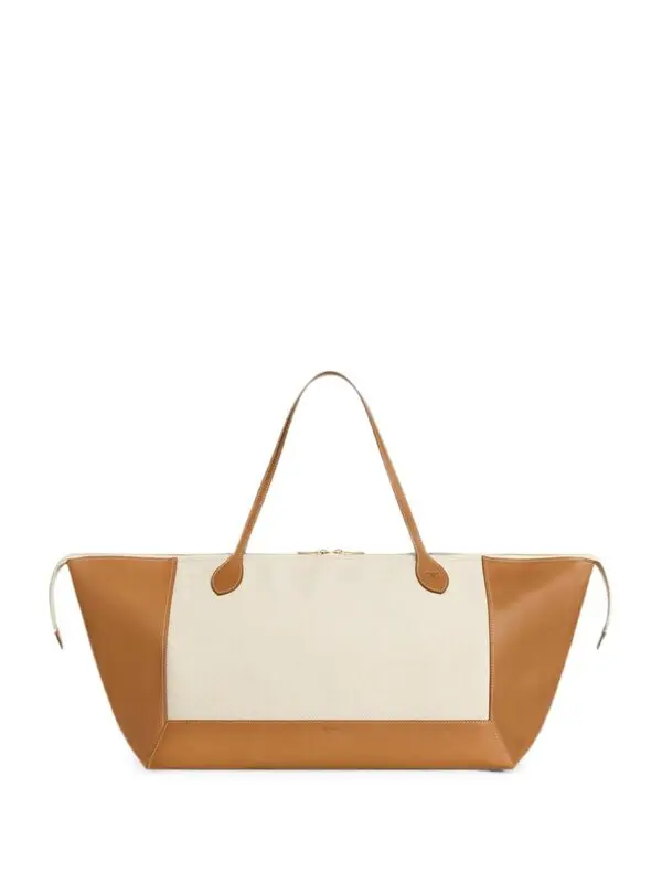 Celine Cabas Frame Leather And Canvas Tote - Multicolor
