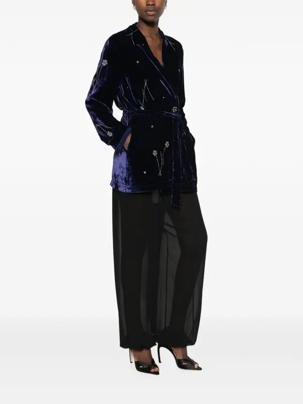 FORTE_FORTE Embroidered Velvet Kimono - Multicolor