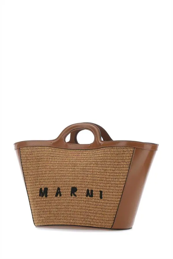 Marni Two-tone Leather And Raffia Small Tropicalia Summer Handbag - Multicolor