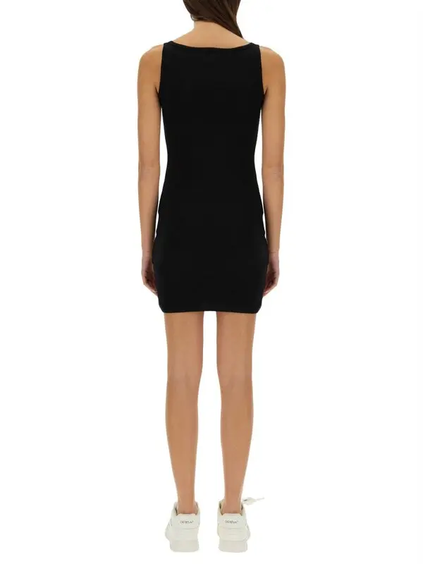 Off-White Dress With Logo - Black