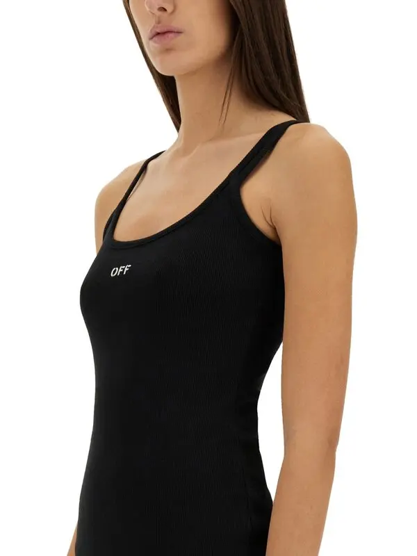 Off-White Dress With Logo - Black
