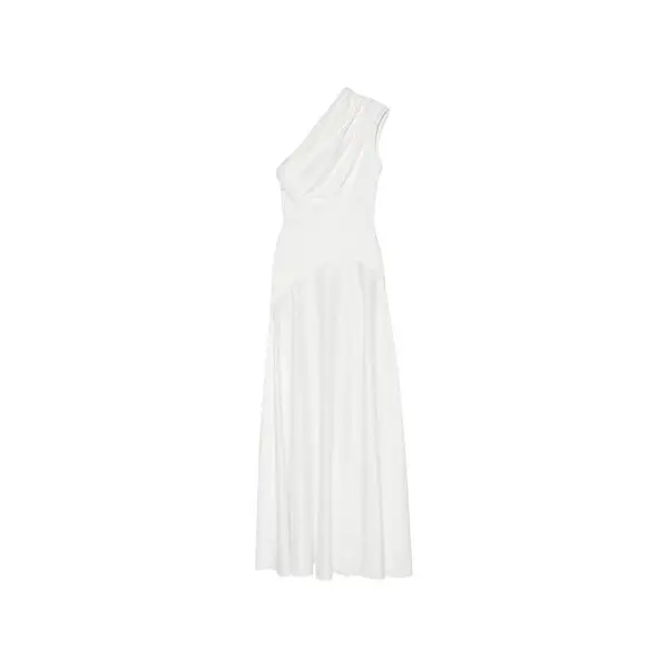 Solace London Draped One-shoulder Evening Dress - White