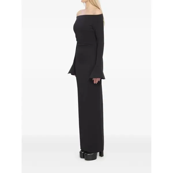 Solace London Long Sleeves Flared Cuffs Evening Dress - Black